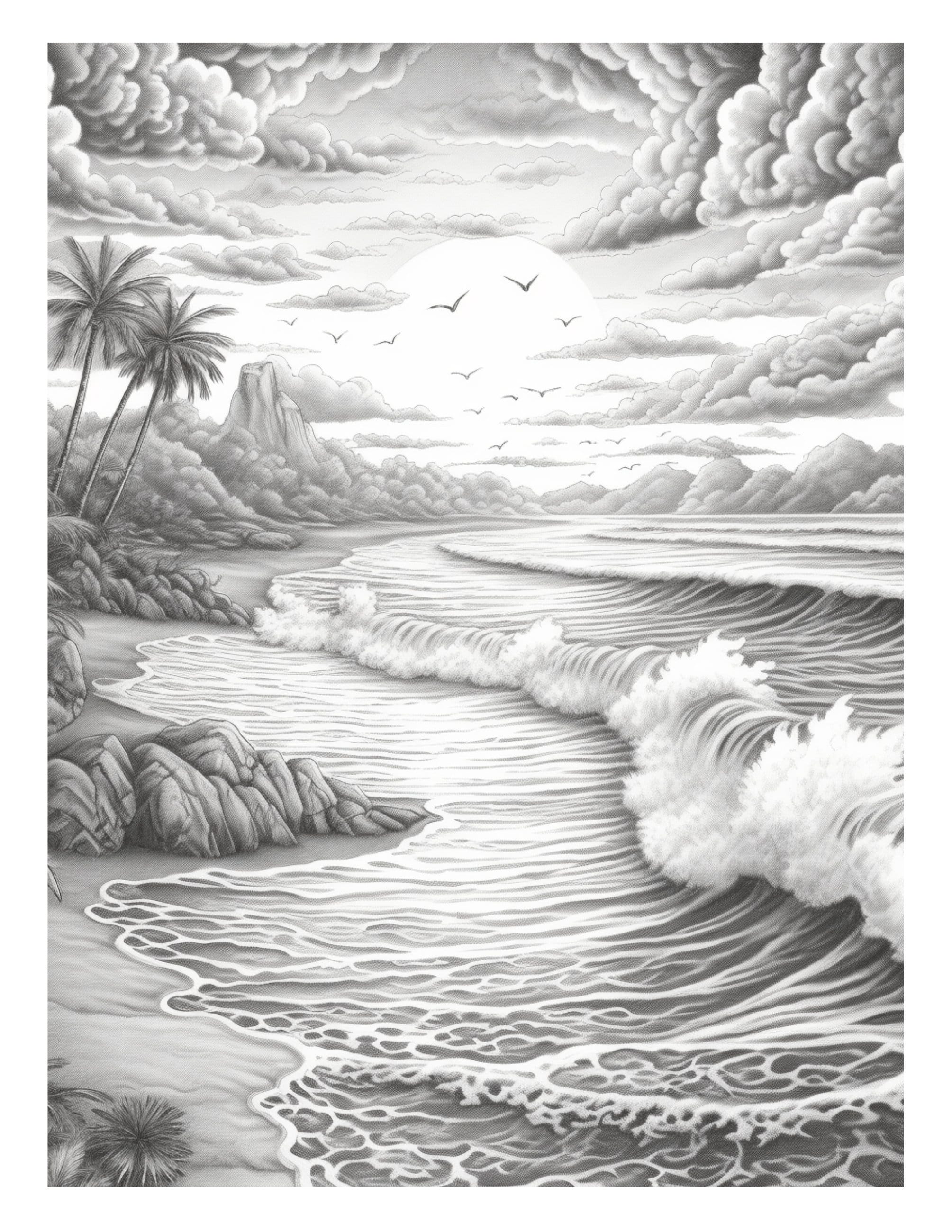 Adult Coloring Pages 10 Intricate Serene Landscapes - Etsy