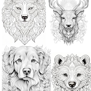 Intricate Animal Faces Coloring Pages: 24 Printable Designs (PDF) - Etsy