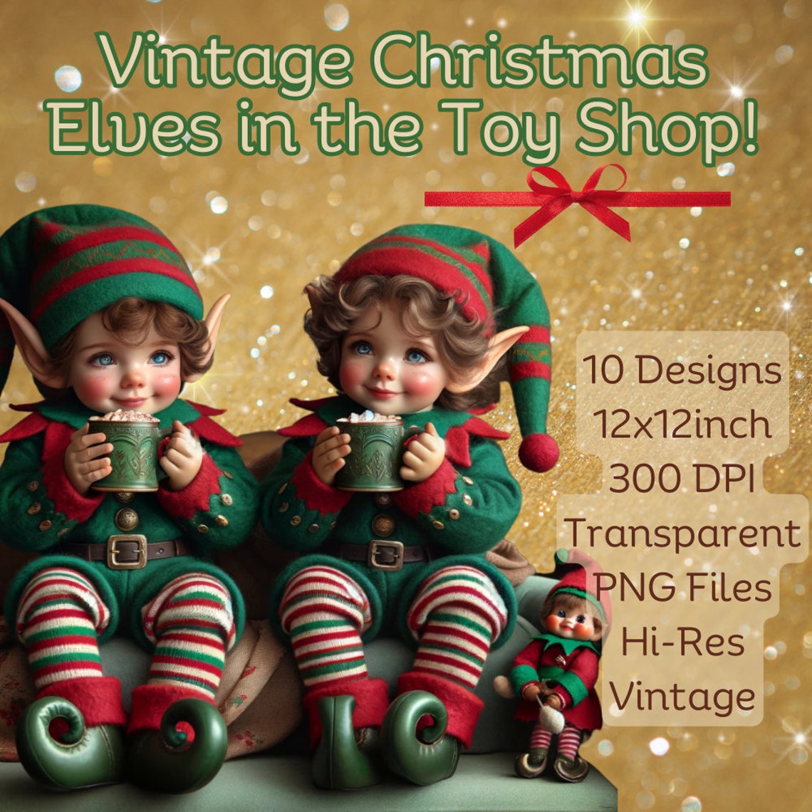 Vintage Elves, Christmas Elves, Digital Download, Scrapbooking, Holiday ...