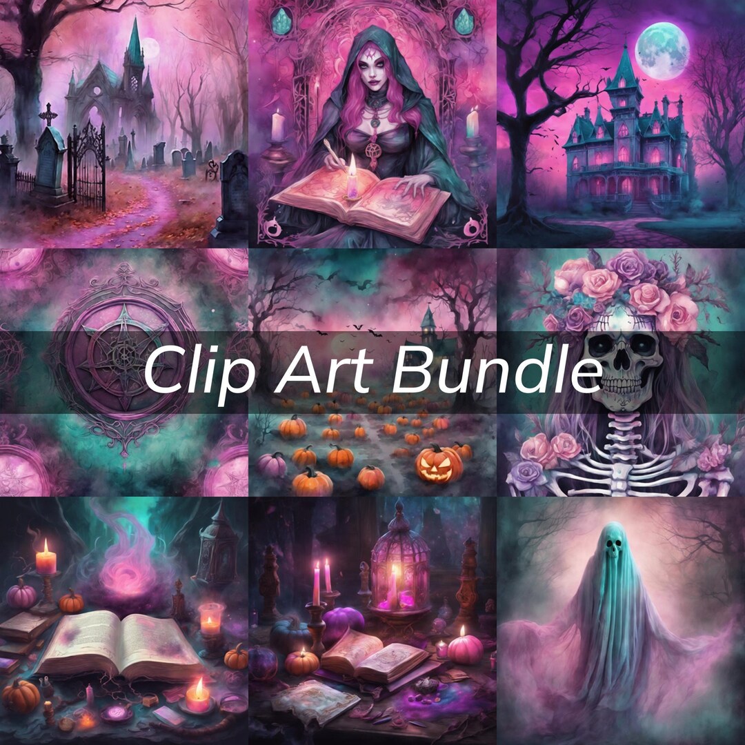 Pastel Goth Halloween 9apk Scrapbook Papers Digital Download Clipart ...