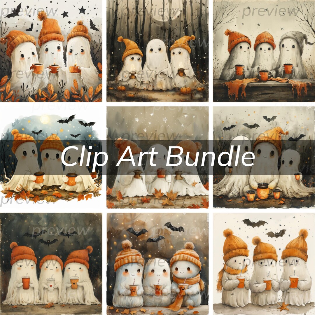 Ghouls and Coffee, Cute Ghost, Halloween Png, Pumpkin Coffee Png ...