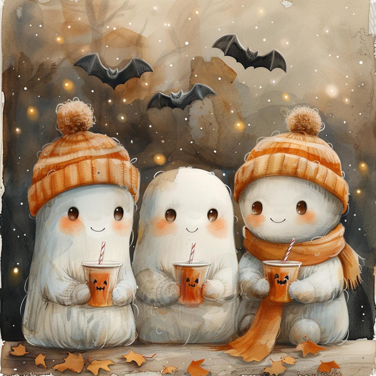 Ghouls and Coffee, Cute Ghost, Halloween Png, Pumpkin Coffee Png ...