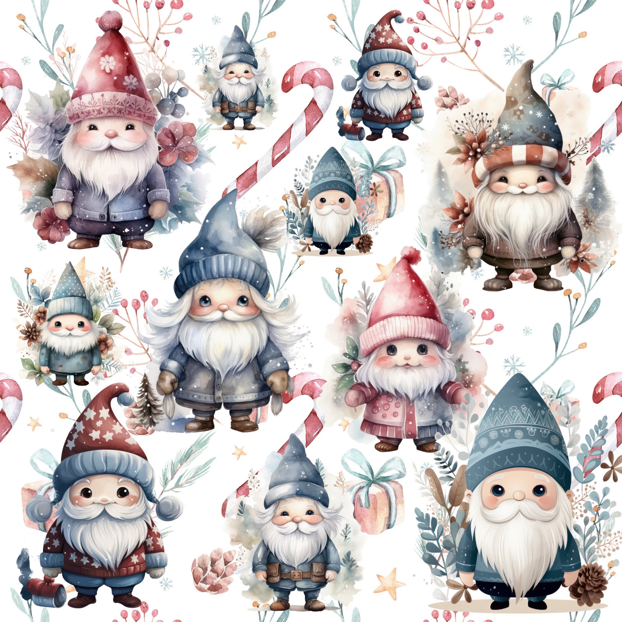 Christmas Gnomes, Digital Download, Scrapbooking, Holiday Printables ...