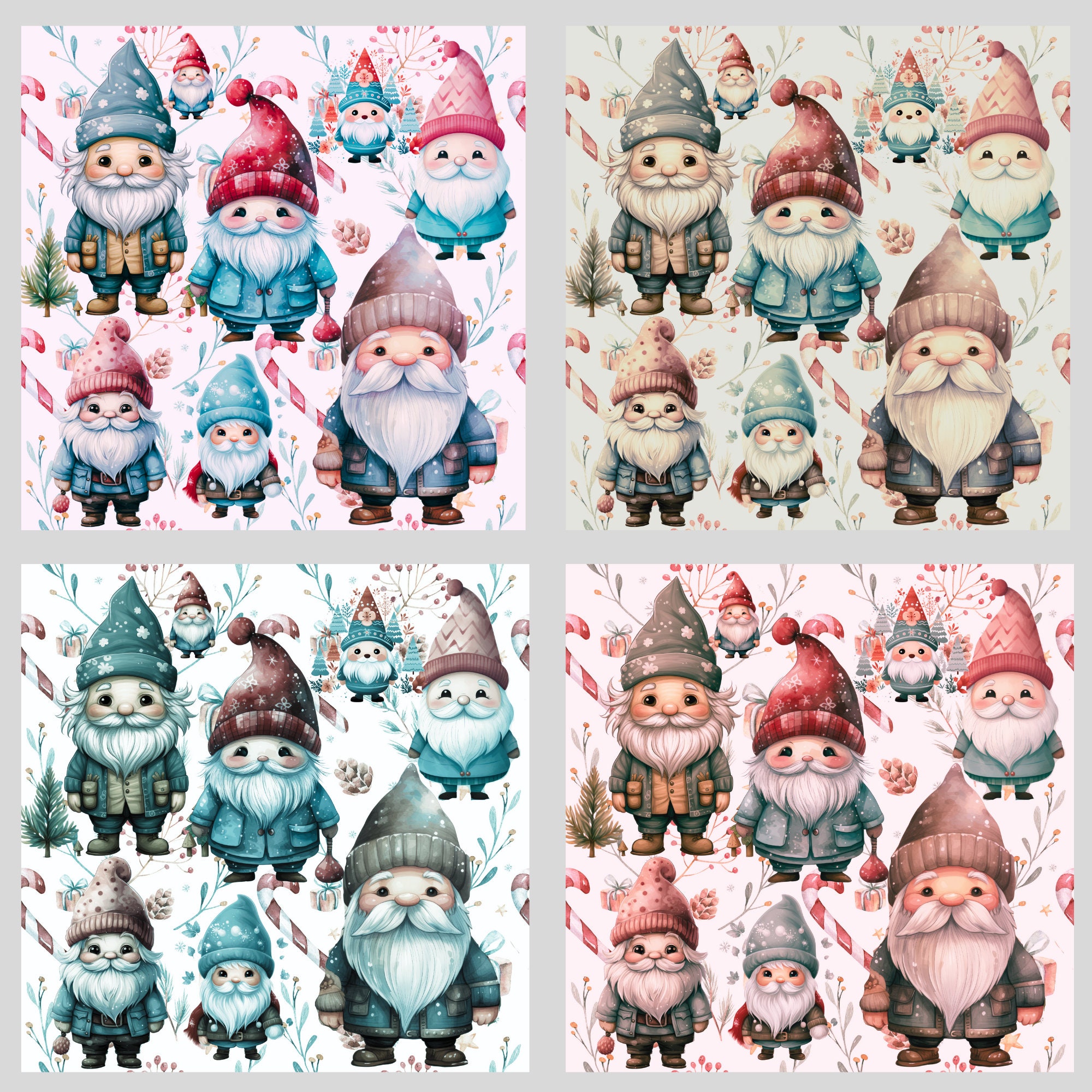 Christmas Gnomes, Digital Download, Scrapbooking, Holiday Printables ...