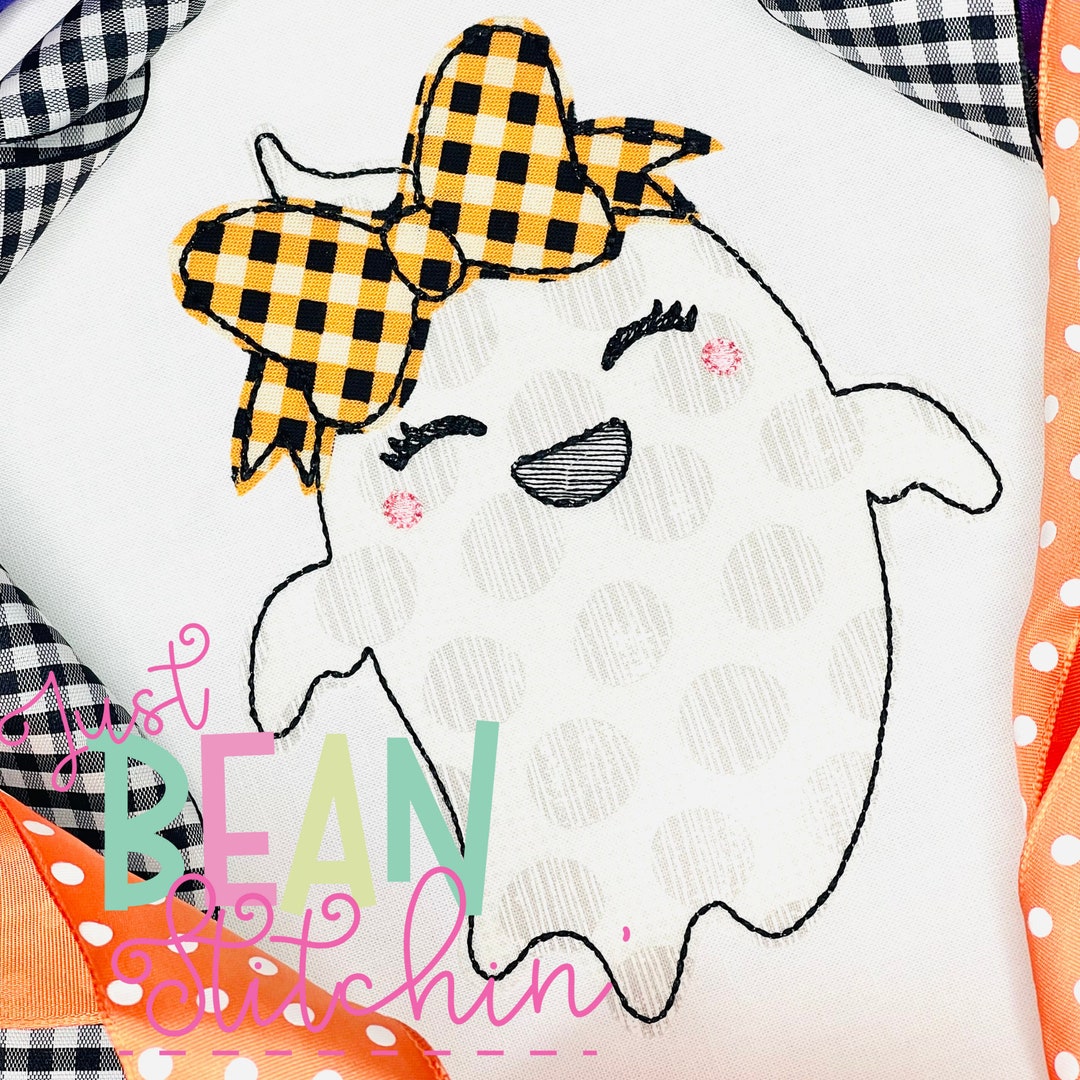 Ghost Applique Design,girl Ghost Embroidery Design,halloween,bean ...