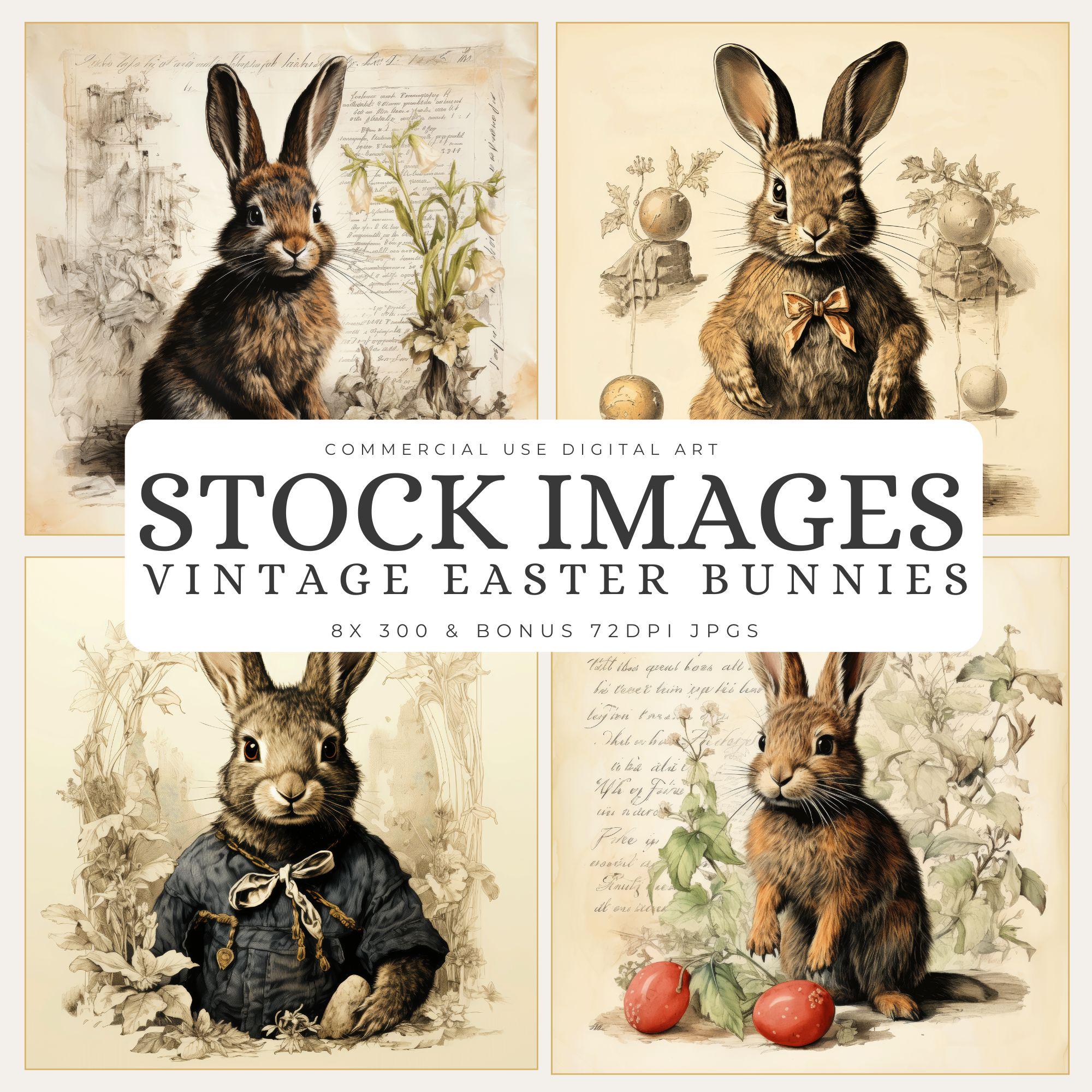 Vintage Easter Bunny Clipart, Digital Download Rabbit Images, Antique ...
