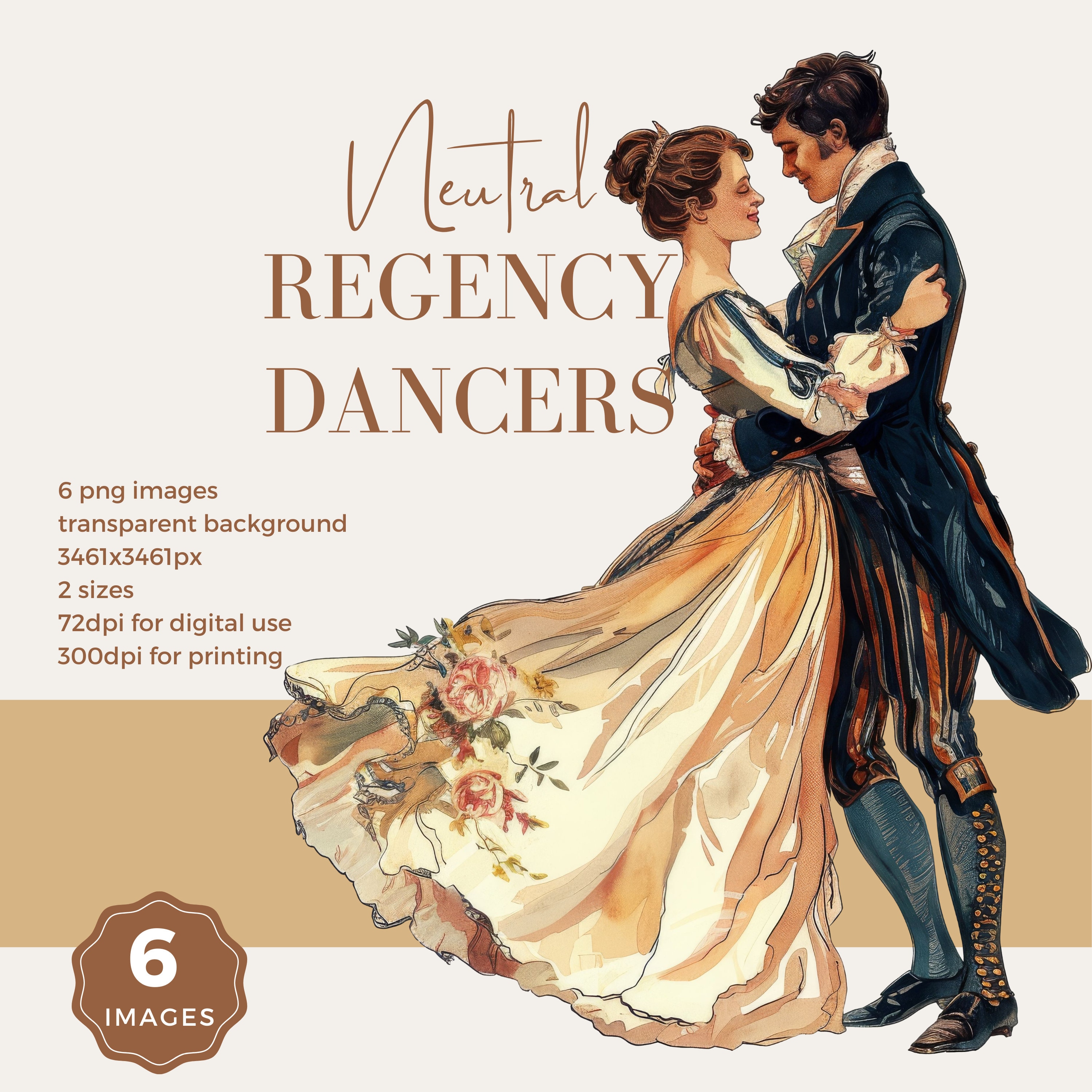 Elegant Regency Dancers Clip Art Illustrations, Wall Art Digital Art ...