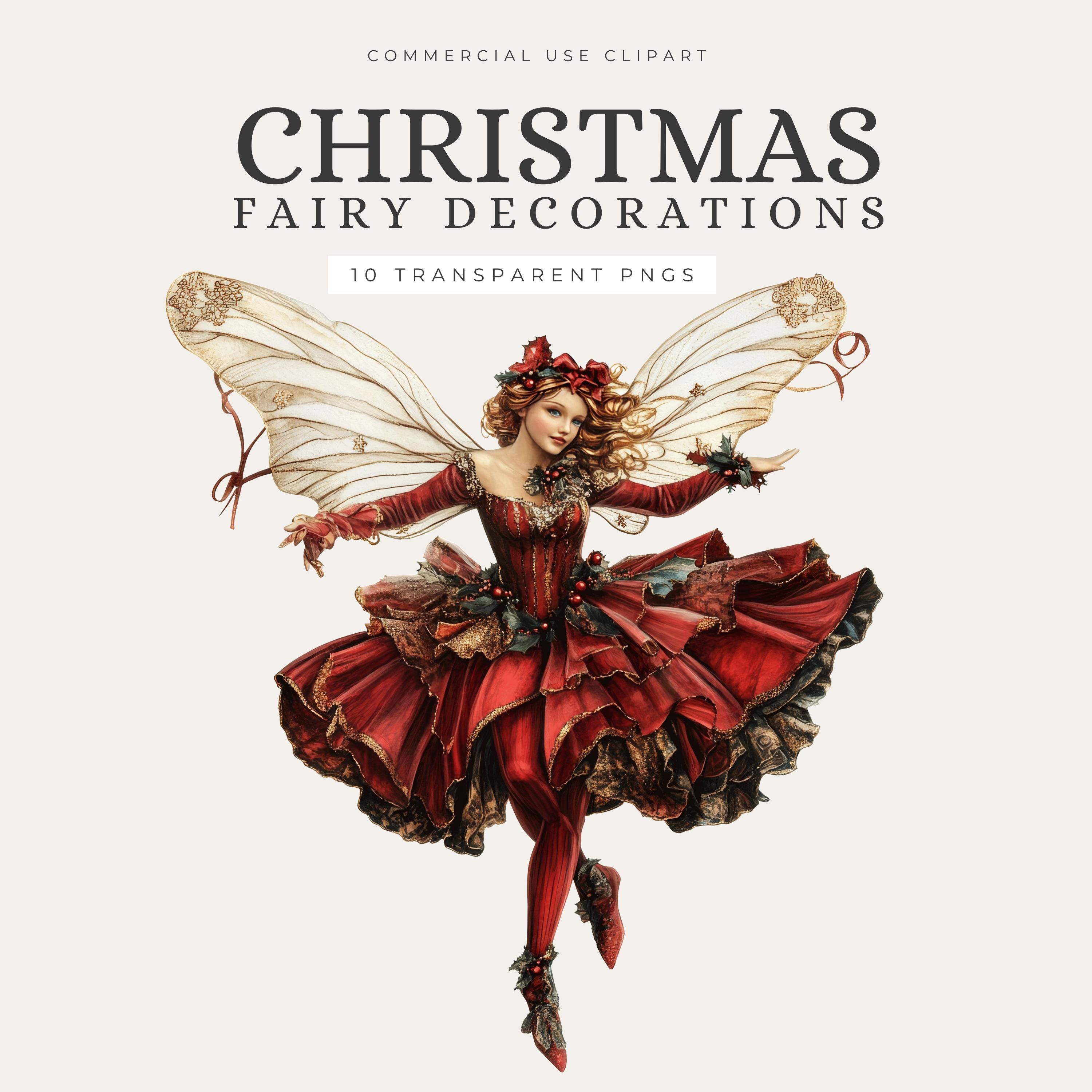 Christmas Fairy Clip Art Illustrations, 10 Stylized Art Images ...