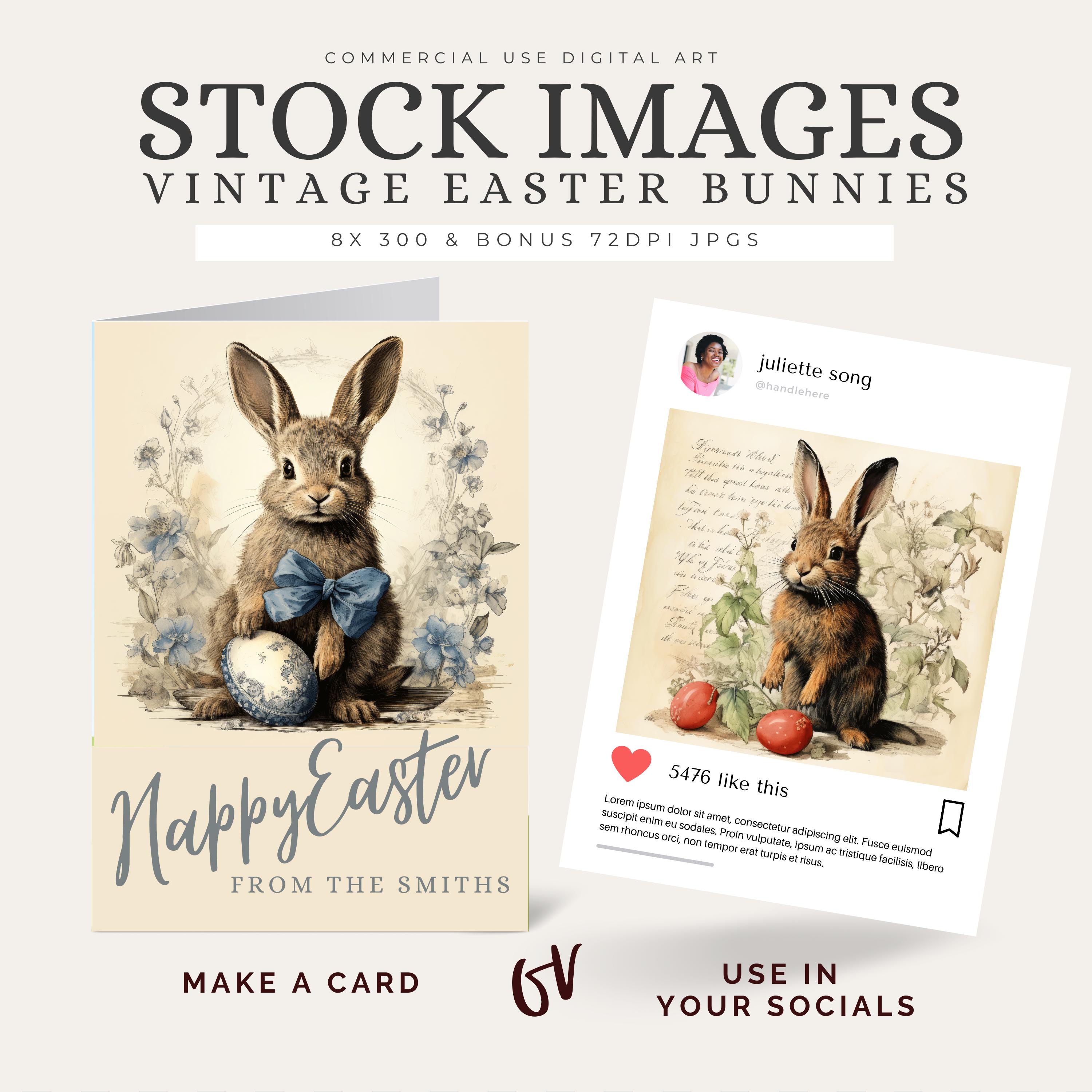 Vintage Easter Bunny Clipart, Digital Download Rabbit Images, Antique ...