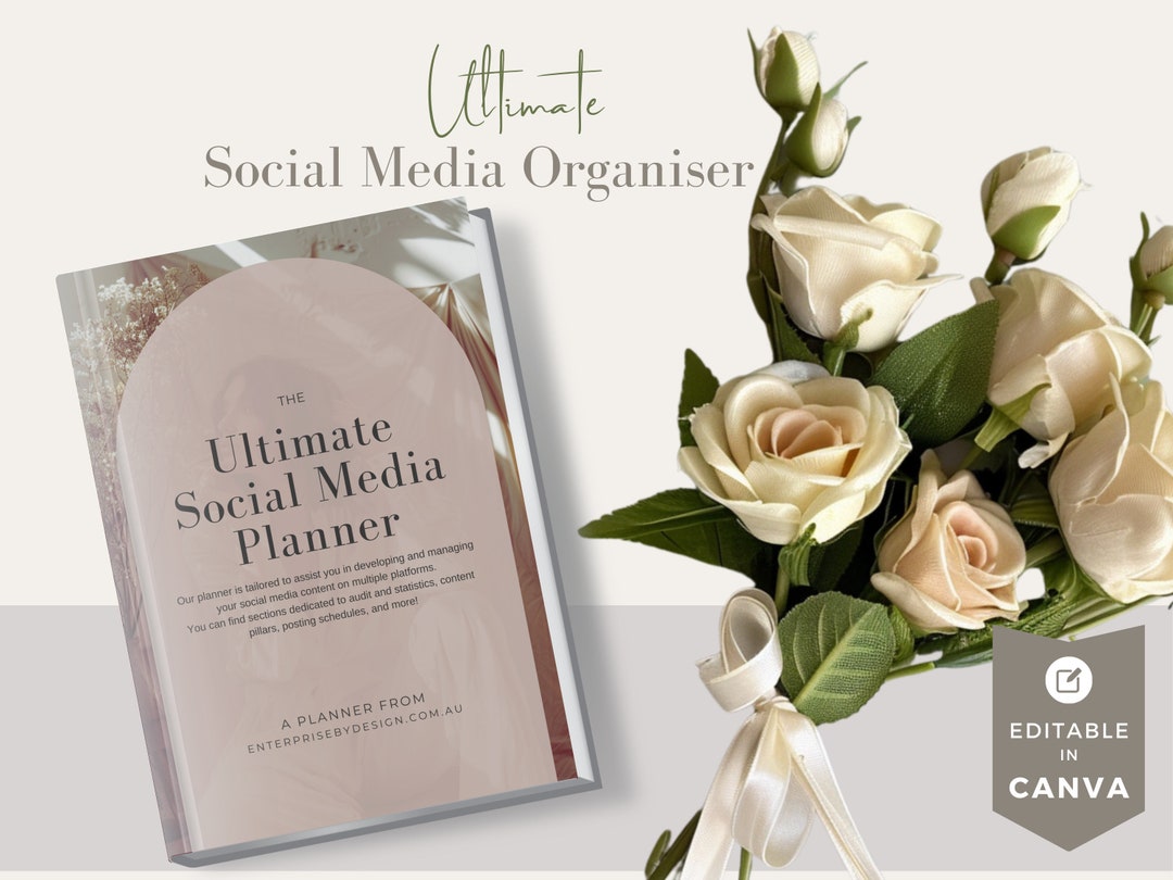 Ultimate Social Media Organiser Planner. 37p Neutral. Audit Statistics, Content Pillars ...