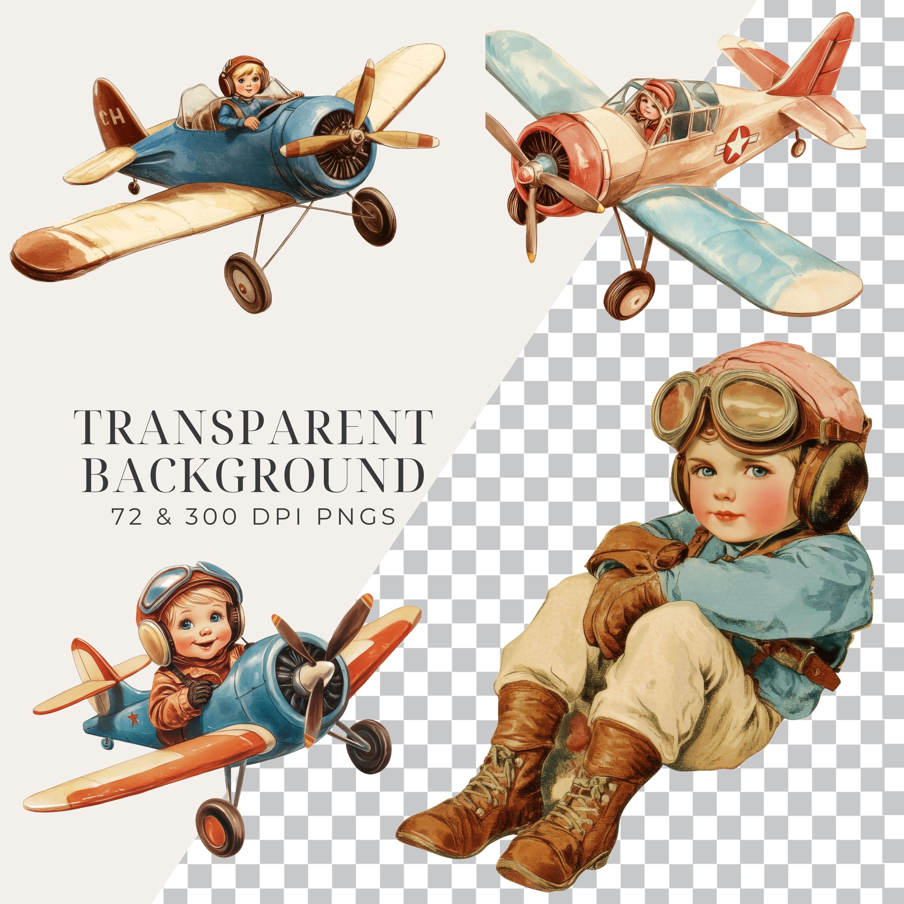 Little Aviator Clip Art PNG, Pilot Boy, Cute Vintage Airplane Art ...