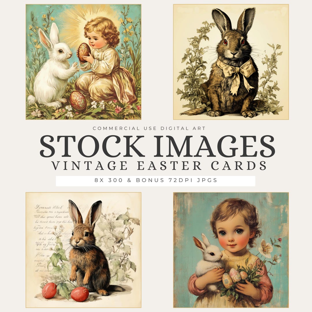 Vintage Easter Bunny—child Illustration, Victorian Easter Card, Retro ...