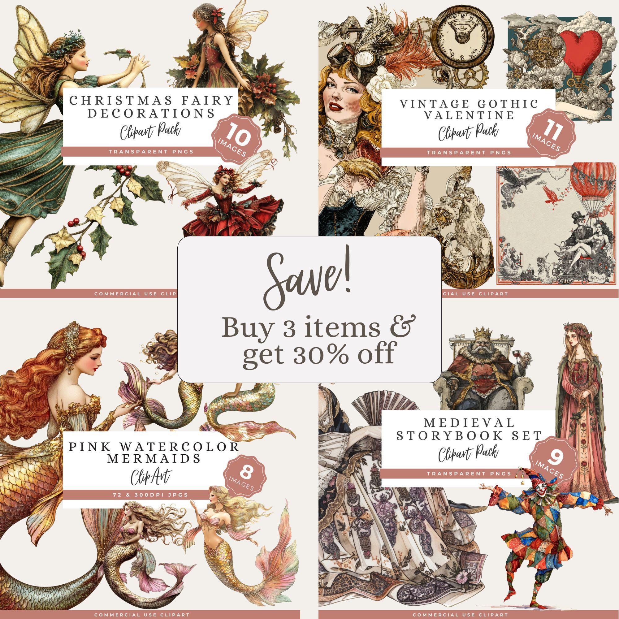 Vintage Mermaid Art Clipart PNG, Blue Gold Fantasy Swimming Mermaid ...