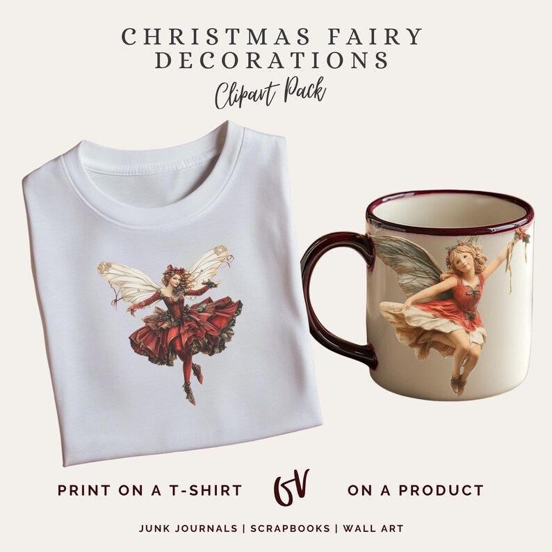 Christmas Fairy Decorations PNG, Whimsical Angel Clipart, Printable ...