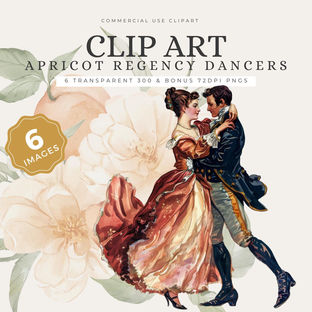 Apricot Regency Dancing Couples Clipart, Vintage Couple Dance PNG ...