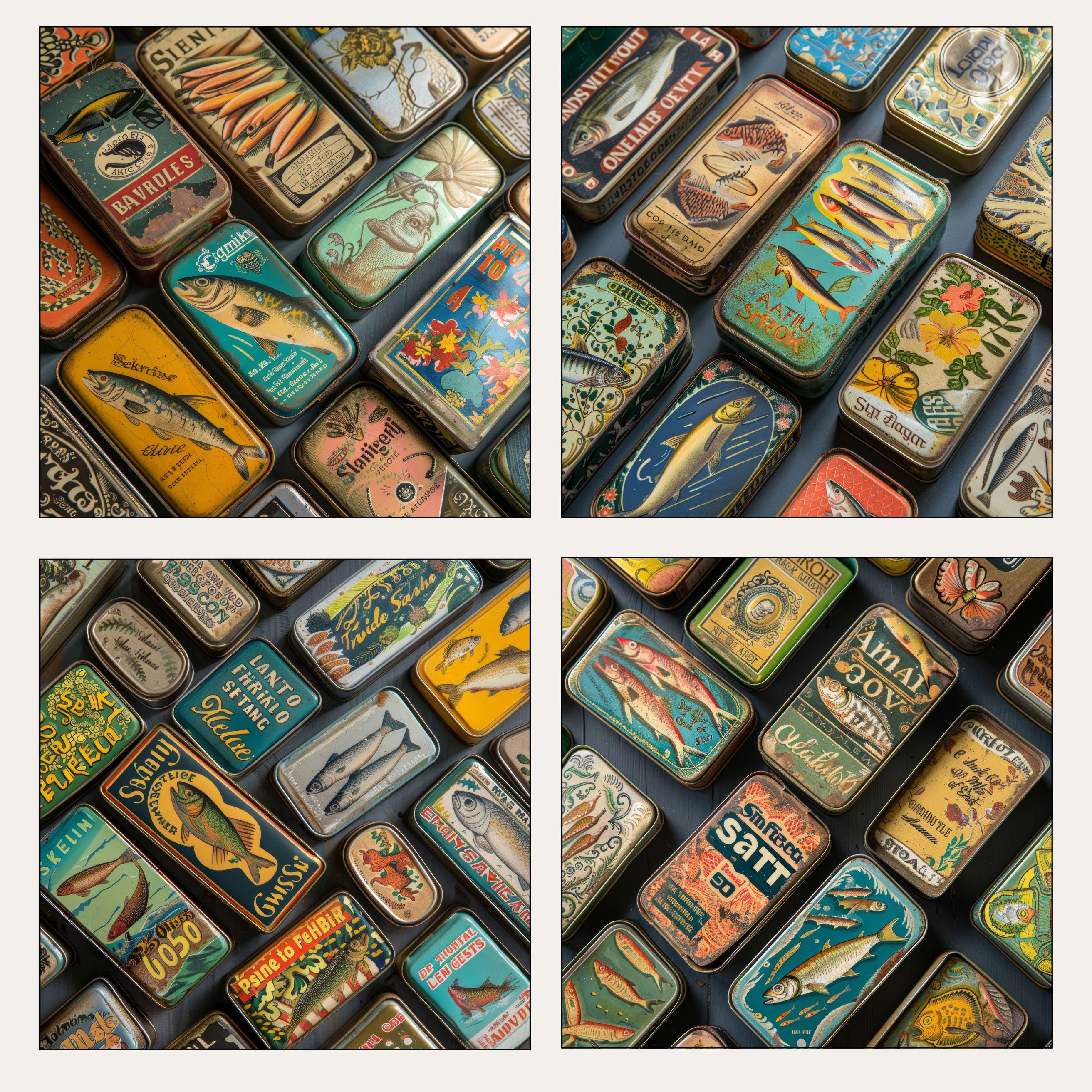 Sardine Tins Poster Printable, Vintage Sardine Tin Wall Art, Fish Can ...