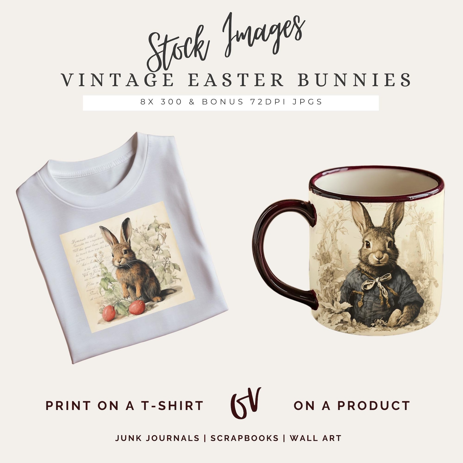 Vintage Easter Bunny Clipart, Digital Download Rabbit Images, Antique ...
