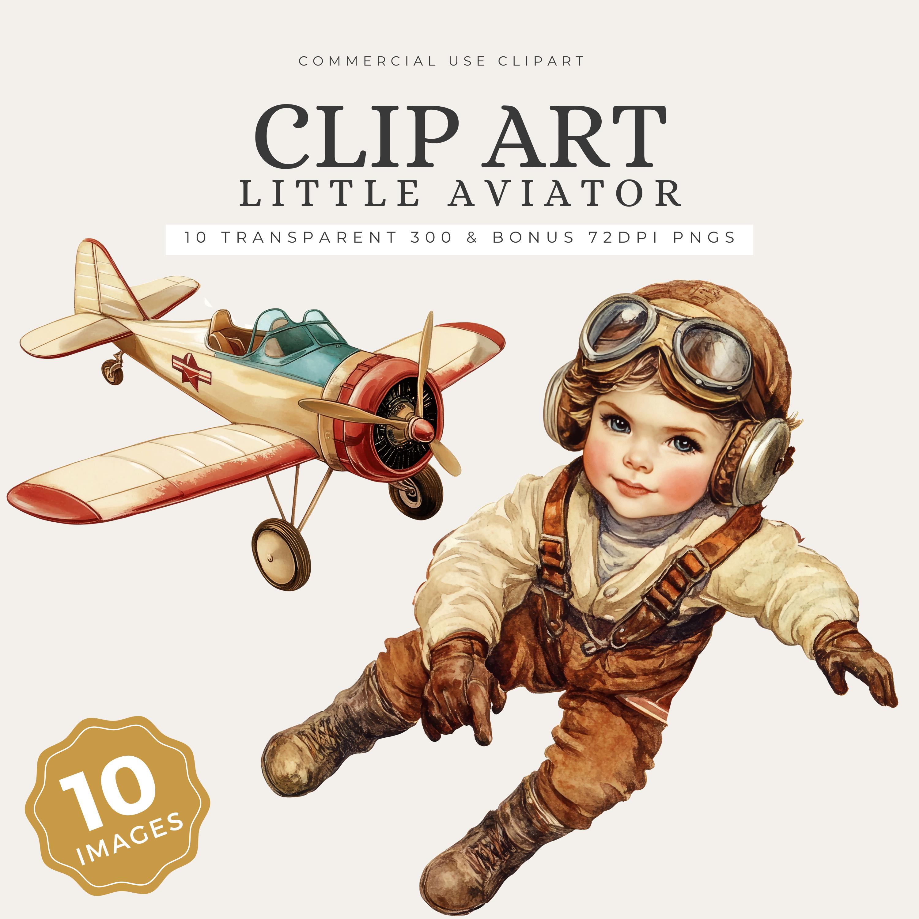 Little Aviator Clip Art PNG, Pilot Boy, Cute Vintage Airplane Art ...