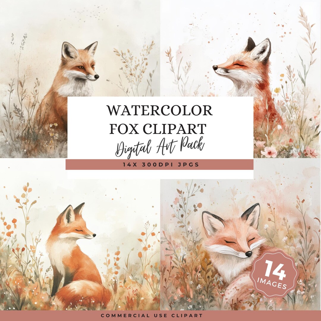 Watercolor Fox Clipart for Crafters and Small Business Owners Who Need ...
