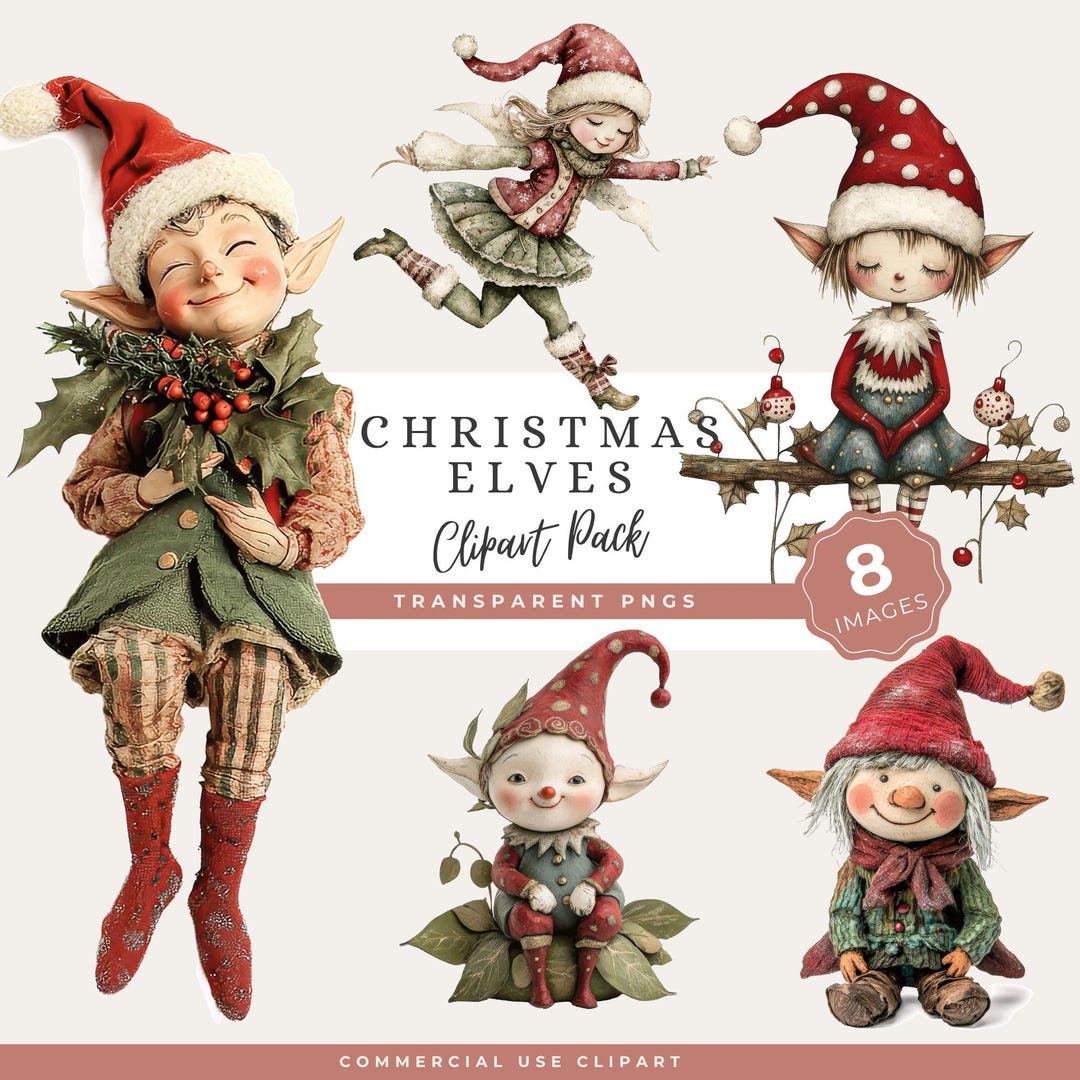 Elf Clipart, Christmas Elf Pngs, Cute Kid Elves, Boy & Girl Elves ...