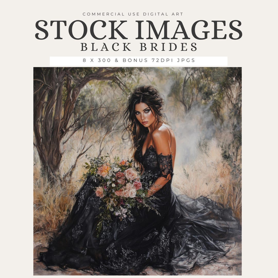 Gothic Black Wedding Digital Art, Dark Bridal Fantasy, Mysterious ...