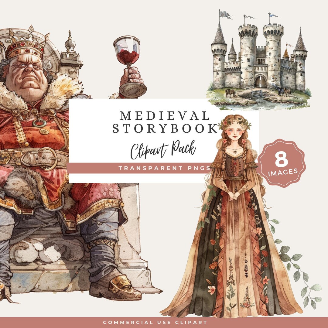 Medieval Storybook Clipart PNG, Princess, King, Knight, Soldier, Wizard ...