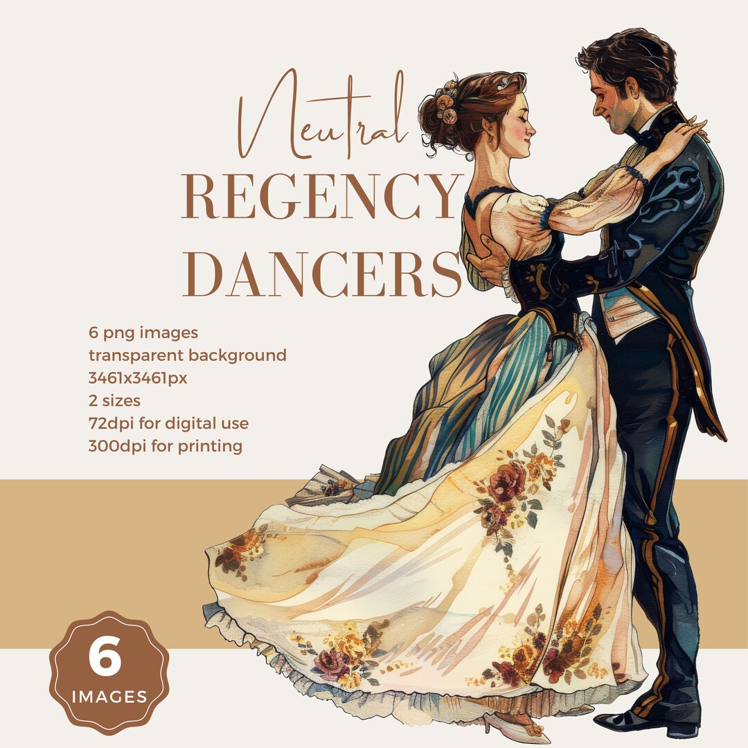 Elegant Regency Dancers Clip Art Illustrations, Wall Art Digital Art ...