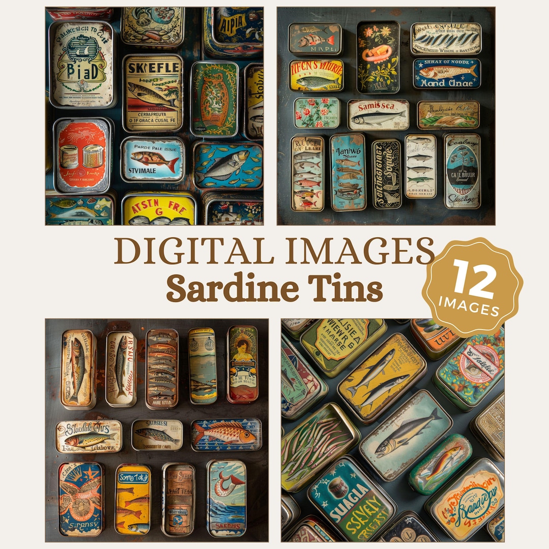 Sardine Tins Poster Printable, Vintage Sardine Tin Wall Art, Fish Can ...