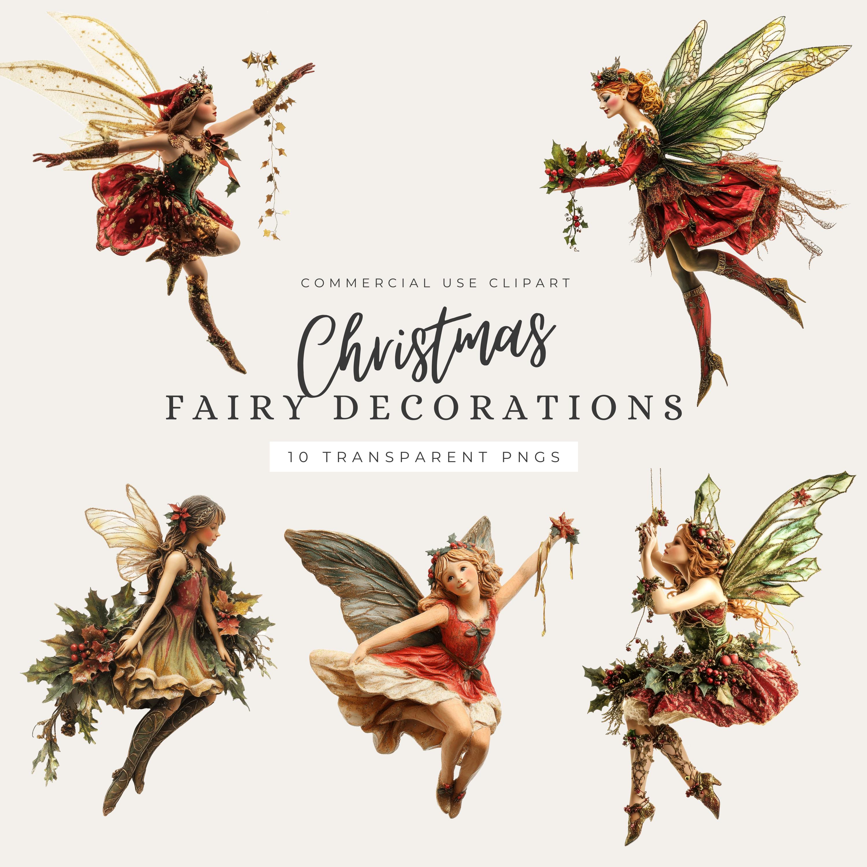 Christmas Fairy Clip Art Illustrations, 10 Stylized Art Images ...