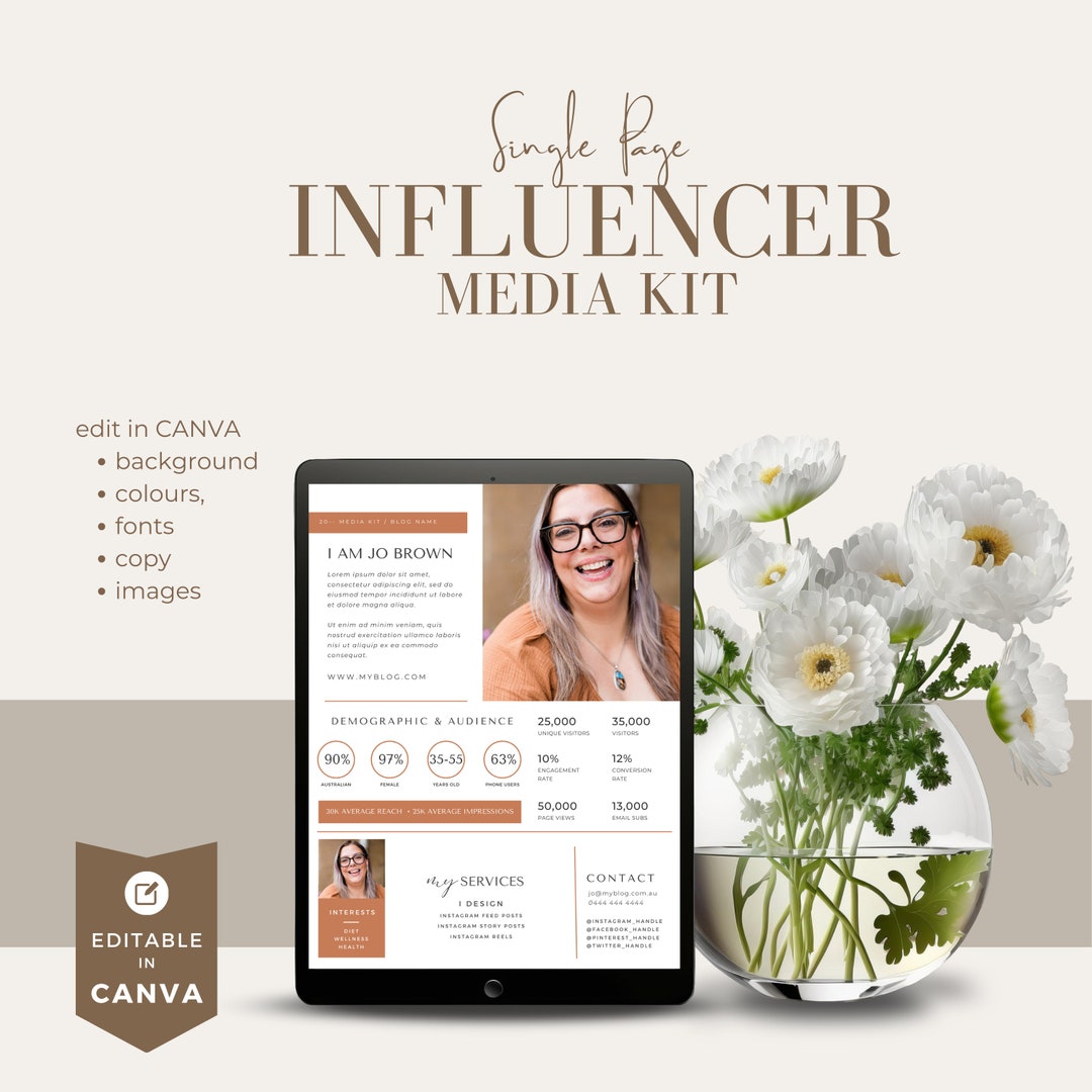 Media Kit Canva Template, Influencer Media Kit, Blogger, Influencer ...
