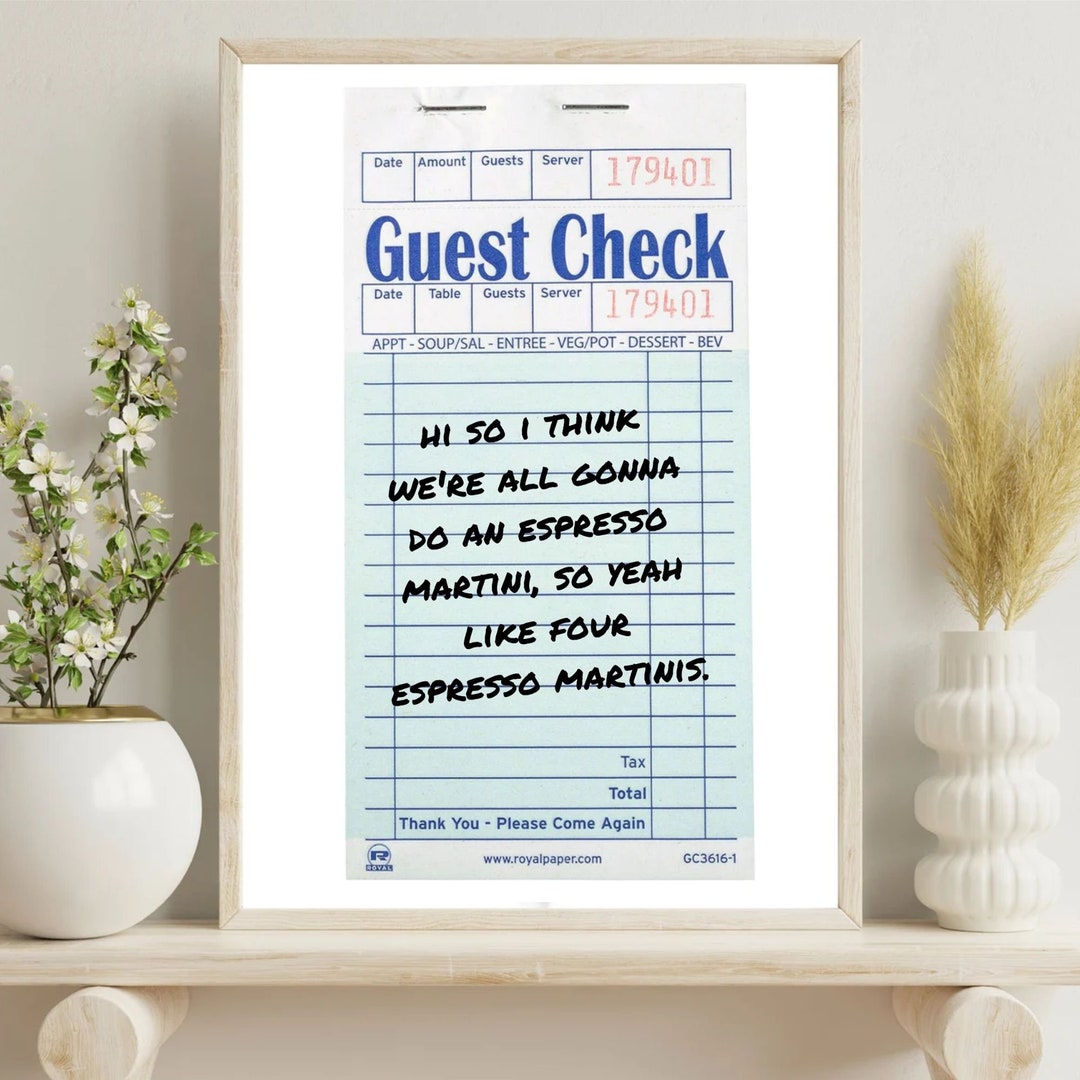 Espresso Martini Guest Check | Bar Cart Aesthetic Prints | Trendy Room ...