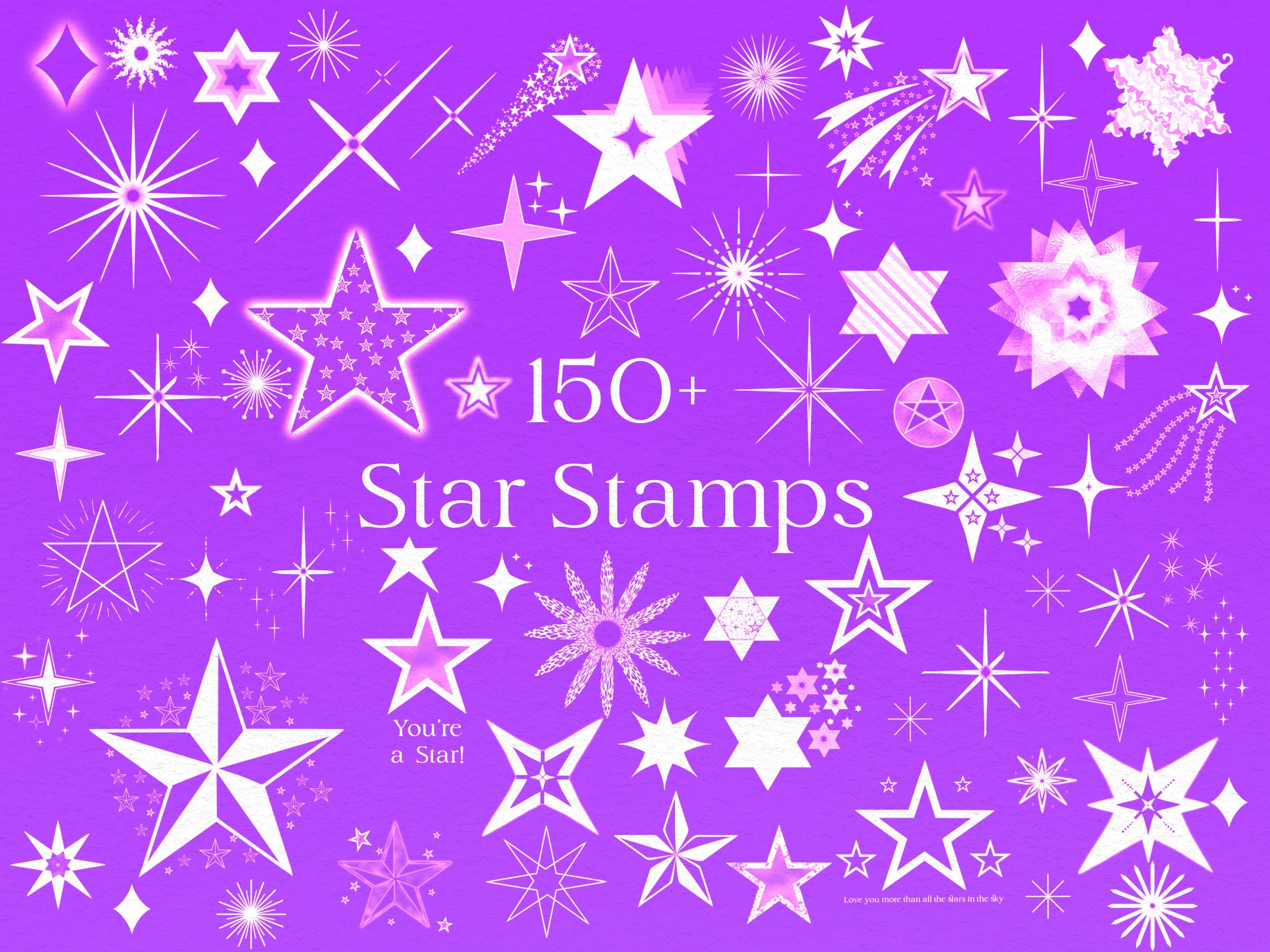 150+ Procreate Star Stamps, Procreate Stars Brush, Doodle Stars ...