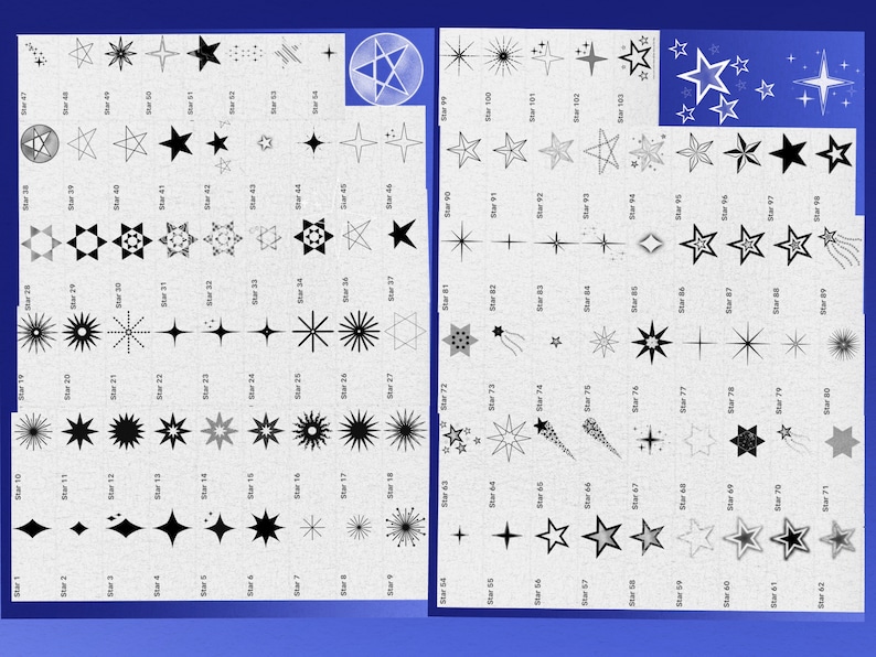 200+ Procreate Star Stamps, Procreate Stars Brush, Doodle Stars ...
