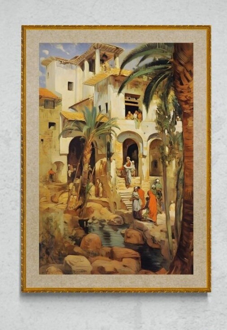 Arab Art, Palestine Villa, Middle Eastern, Paint, PRINT - Etsy
