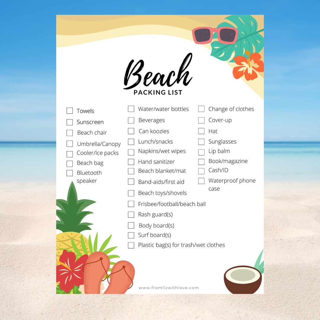 Beach Packing List | Beach Checklist - Etsy