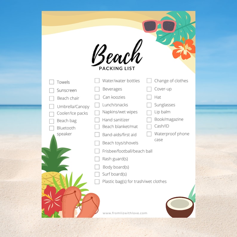Beach Packing List | Beach Checklist - Etsy
