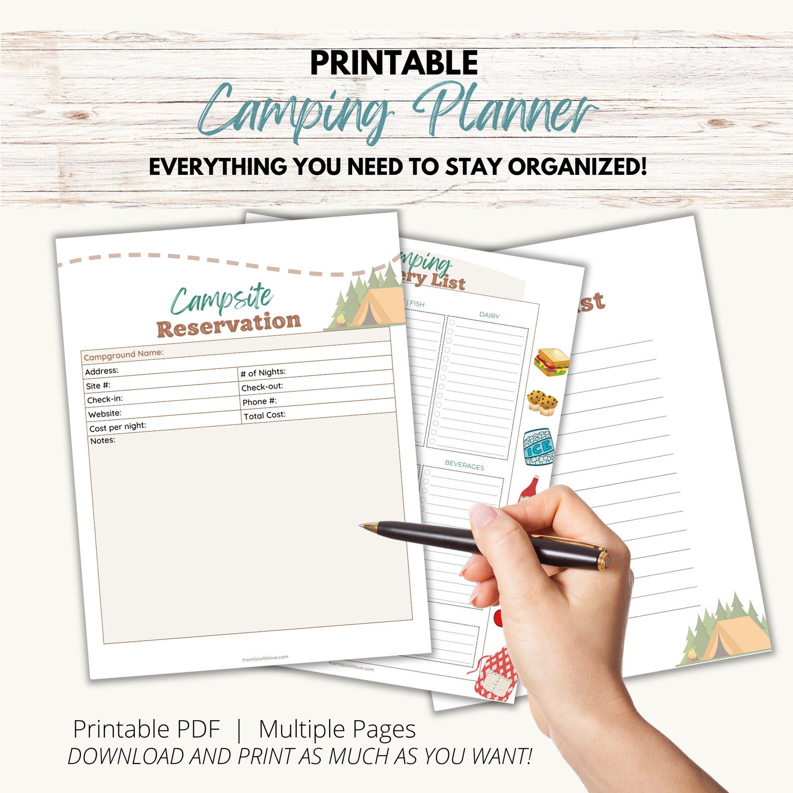 Printable Camping Planner, Camping Checklist, Camping Planning Pages ...