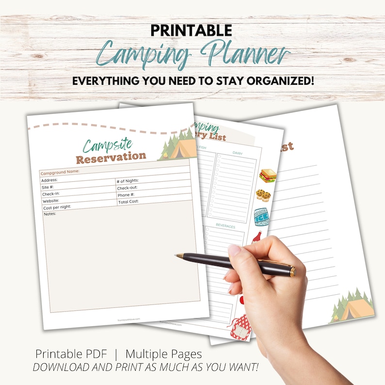 Printable Camping Planner, Camping Checklist, Camping Planning Pages ...