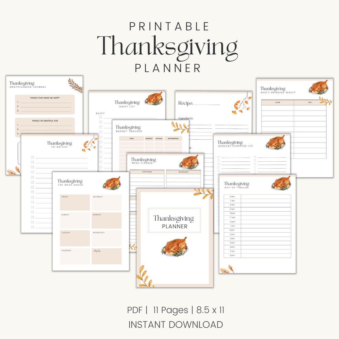 Thanksgiving Printable Planner Thanksgiving Organizing and - Etsy