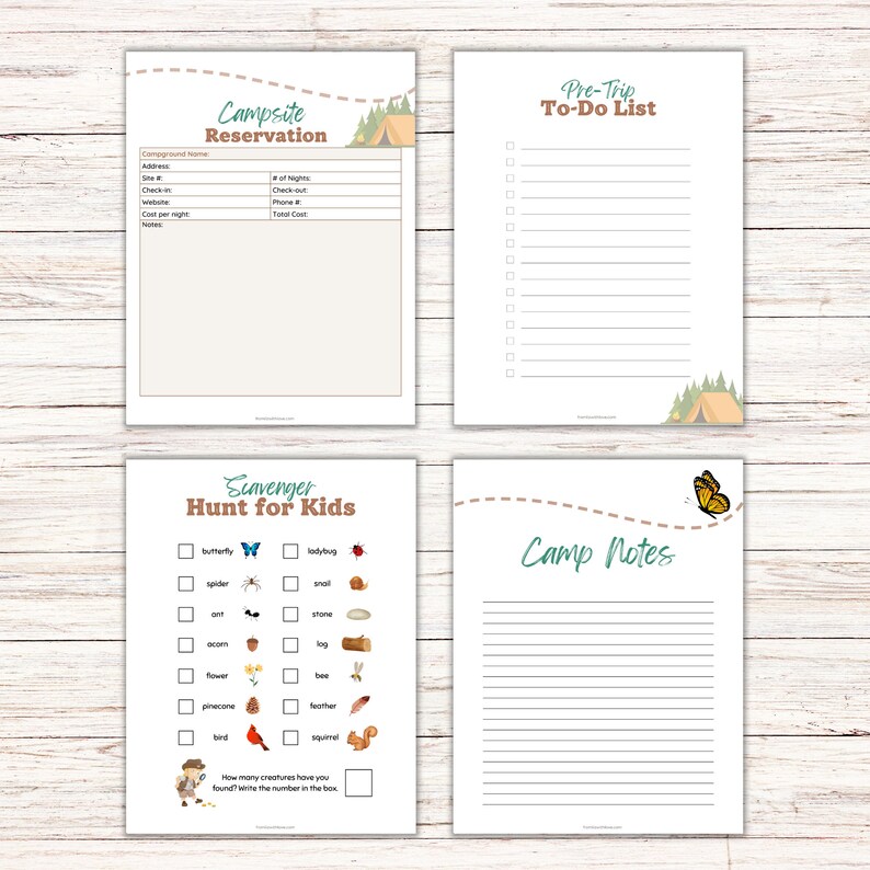 Printable Camping Planner, Camping Checklist, Camping Planning Pages ...