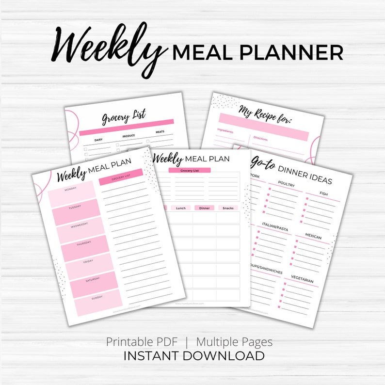 Weekly Meal Planner | Meal Planning Printable| Meal Tracker| Meal ...