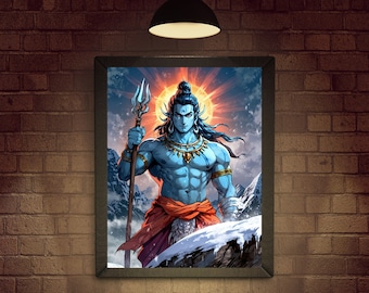 Mahadev Poster Lord Shiva Digital Print Printable Divine Har Har ...