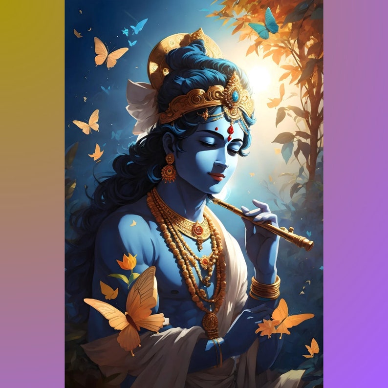 Lord Krishna Print Art | Lord Krishna Poster | Hindu God Poster | Wall ...