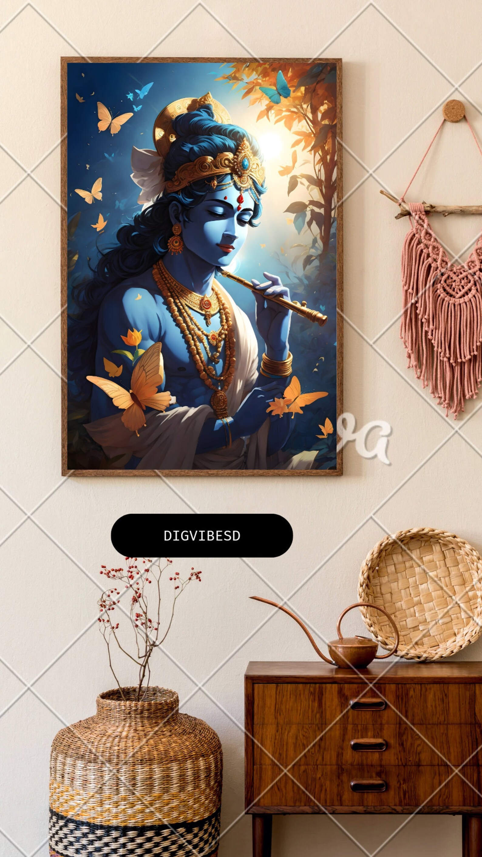 Lord Krishna Print Art | Lord Krishna Poster | Hindu God Poster | Wall ...