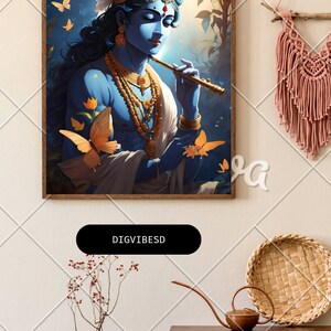 Lord Krishna Print Art | Lord Krishna Poster | Hindu God Poster | Wall ...