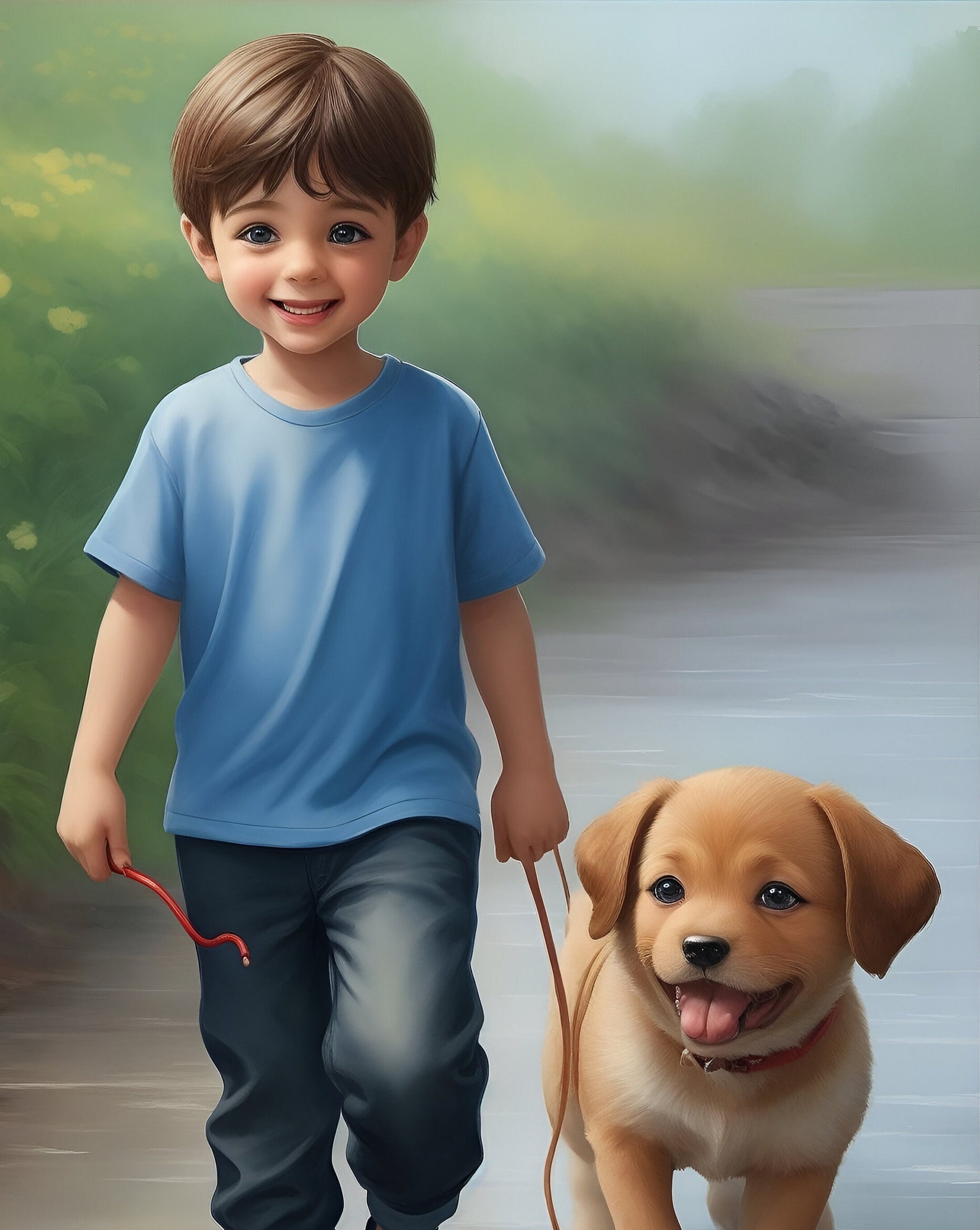 a-boy-walk-with-dog-digital-print-dog-walk-ai-portarit-art-cute-dog
