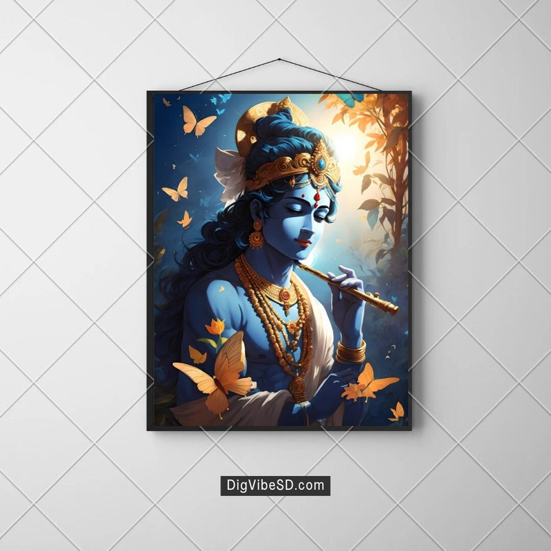 Lord Krishna Print Art | Lord Krishna Poster | Hindu God Poster | Wall ...