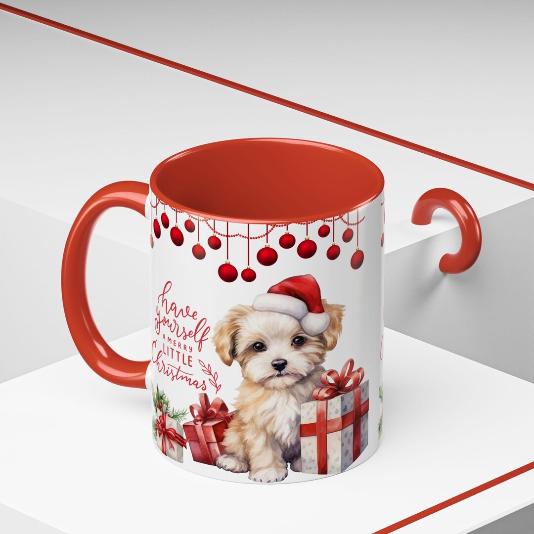 Cute Puppy Christmas Mug Holiday Dog Lover Gift Festive Pet Coffee Cup ...