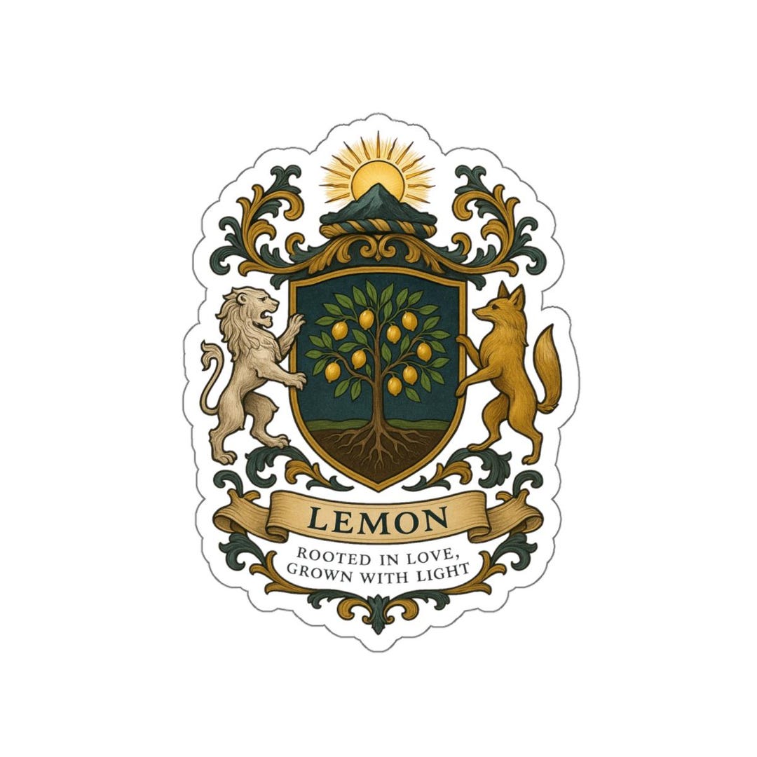 Lemon Crest Sticker | Heraldic Lemon Tree Die-cut Sticker - Etsy