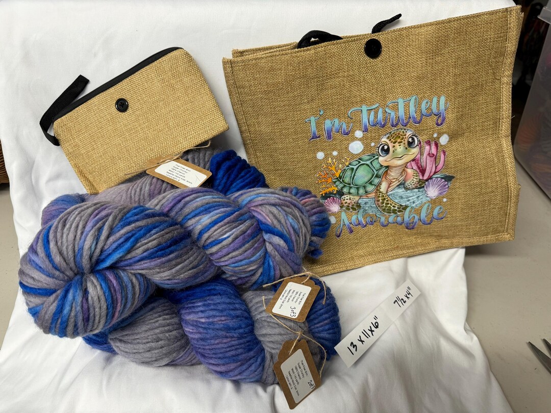 Turtely Adorable Yarn Kitwith Large Bag & Notions Pouch3 Skeins Super ...